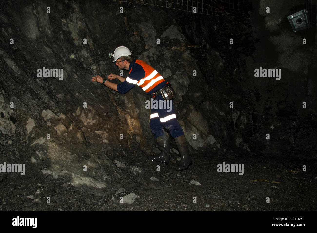 Underground Geologist in Mining Tunnel Stock Photo - Alamy