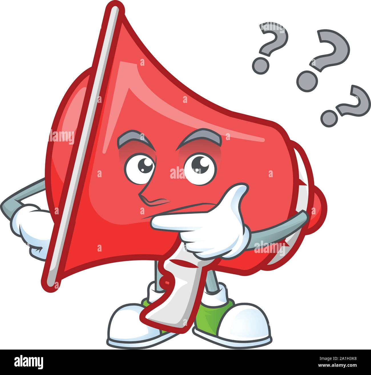 Thinking red loudspeaker mascot on white background Stock Vector Image ...