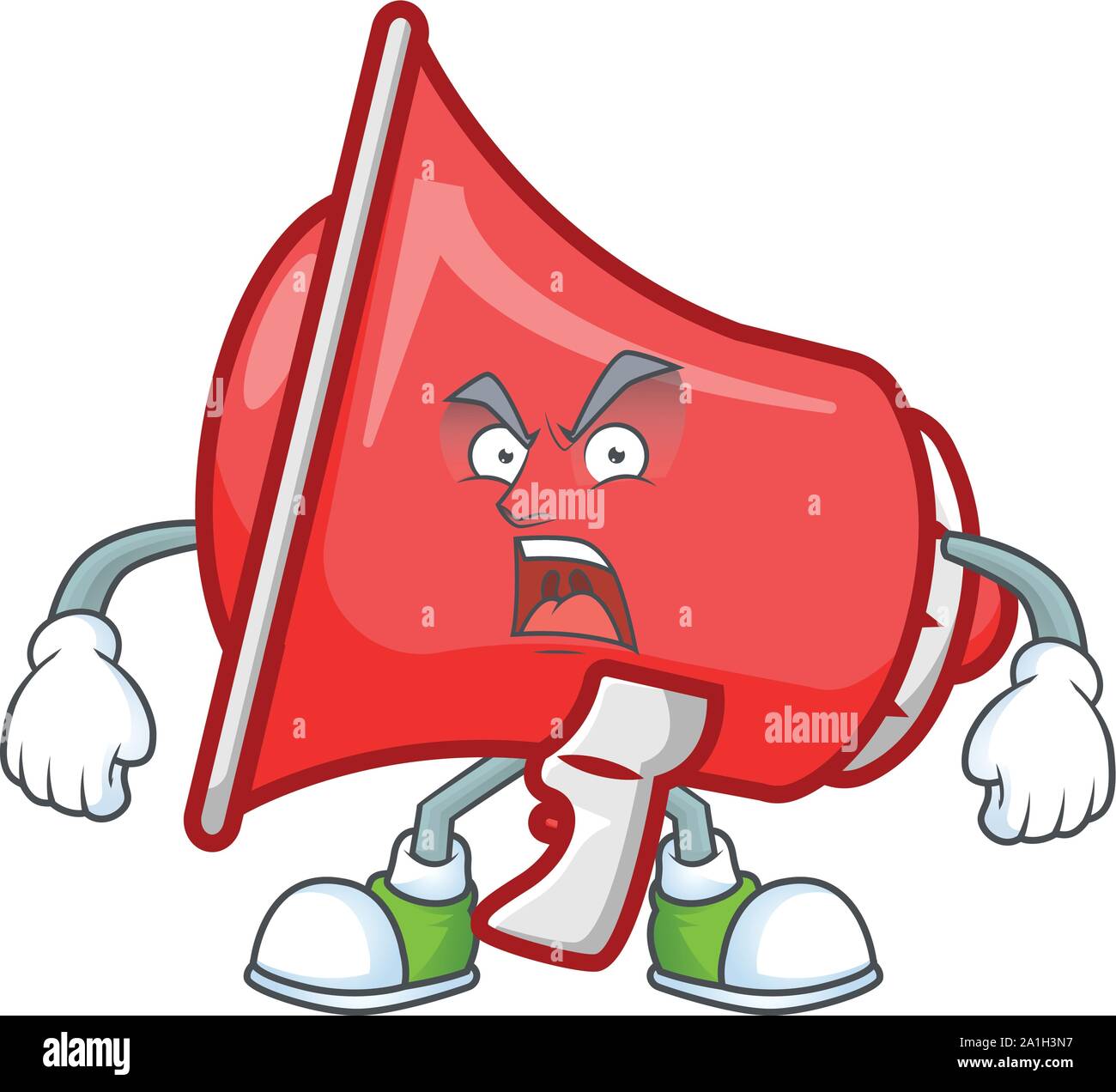 Angry red loudspeaker mascot on white background Stock Vector Image ...