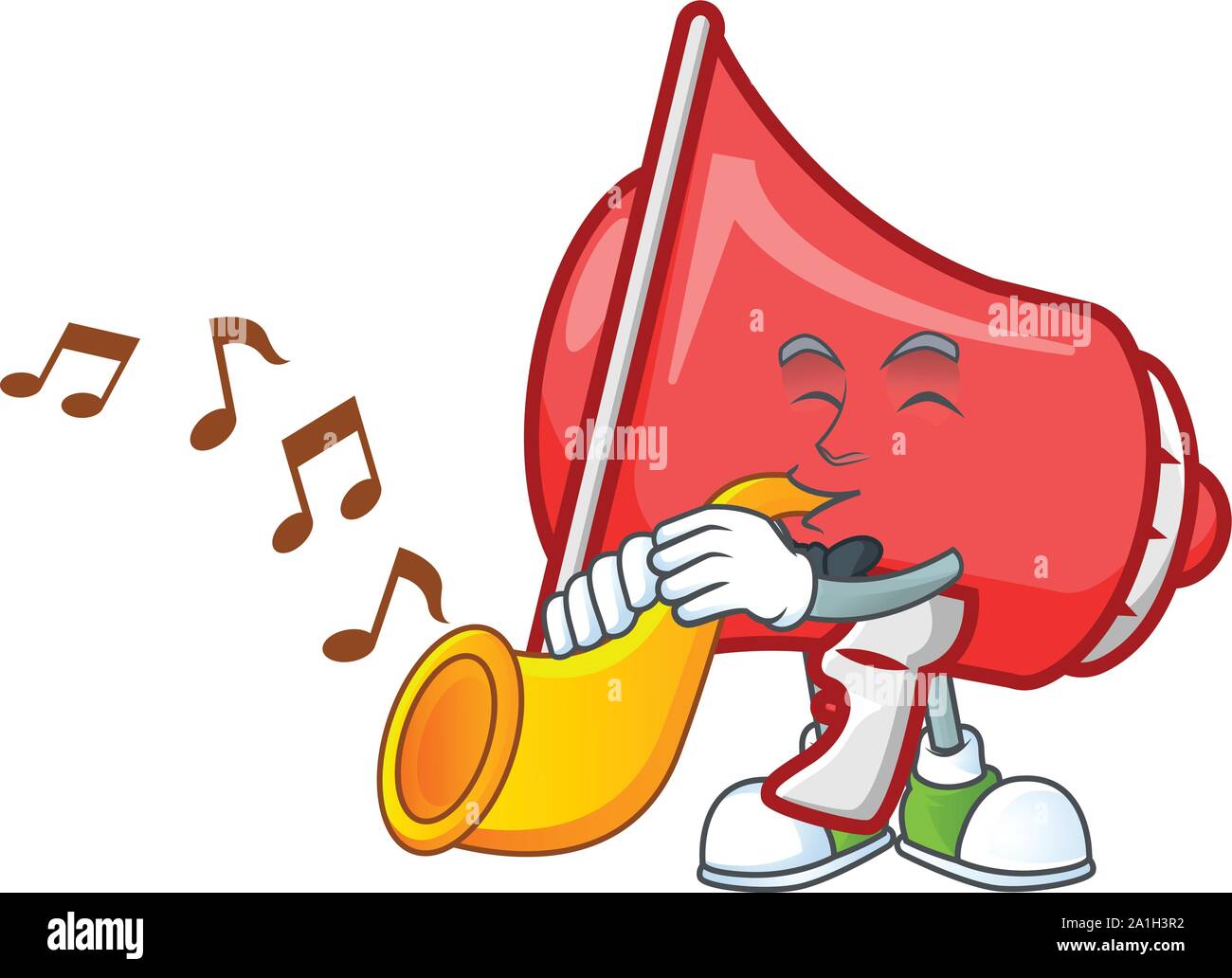 With trumpet red loudspeaker mascot on white background Stock Vector ...