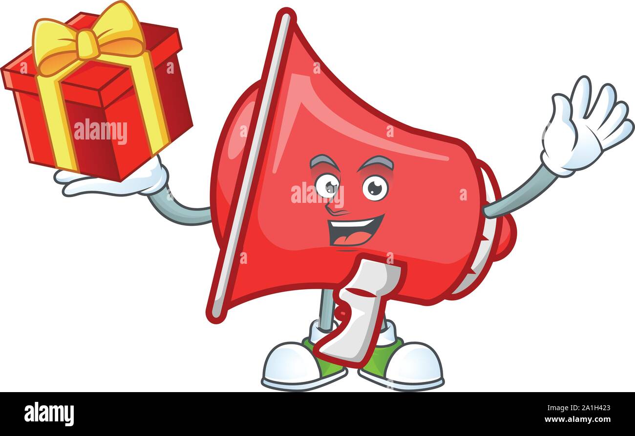 Bring gift red loudspeaker with cartoon mascot style Stock Vector Image ...