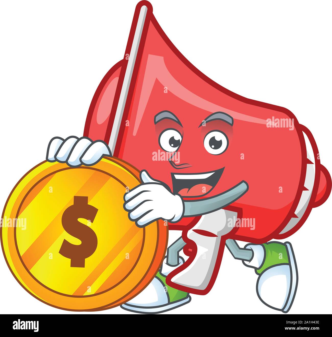 Bring coin red loudspeaker with cartoon mascot style Stock Vector Image ...