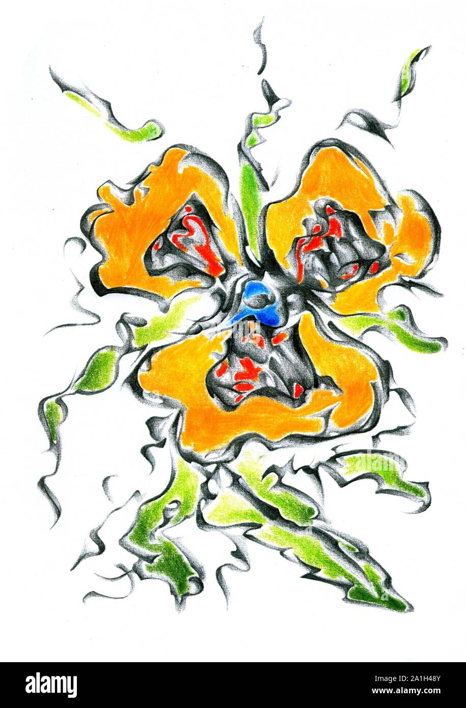 Flower drawing sketch art handmade Stock Photo - Alamy