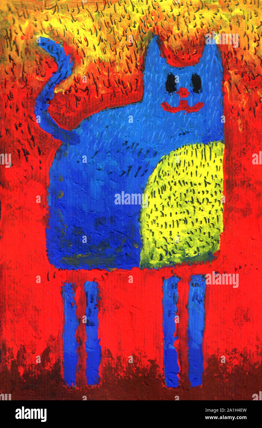 Cat fun drawing painting art handmade Stock Photo - Alamy