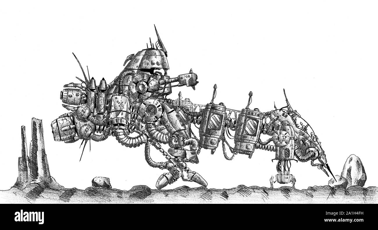 Spaceship art drawing sketch illustration Stock Photo - Alamy