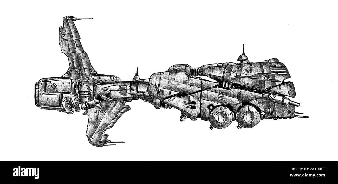 Spaceship art drawing sketch illustration Stock Photo - Alamy