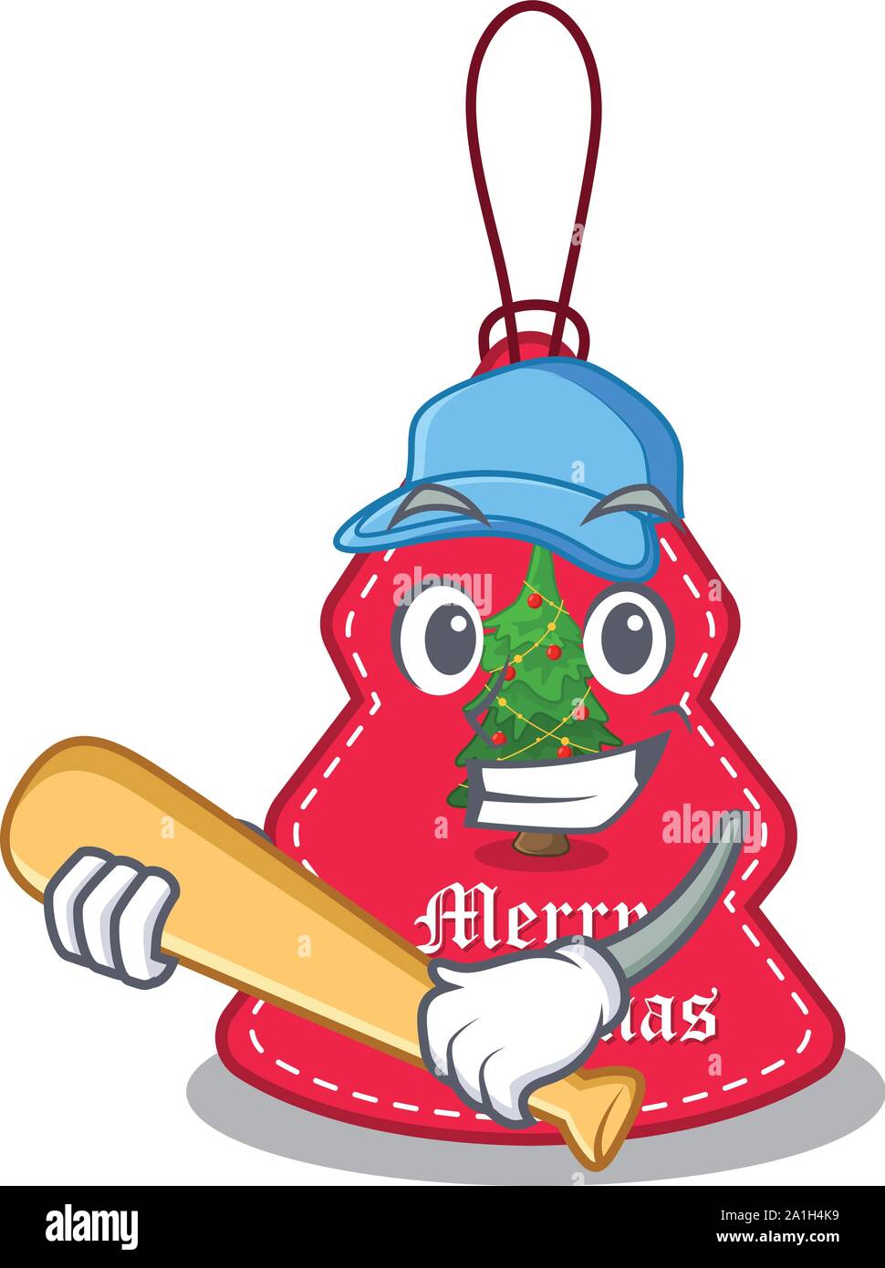 Playing baseball christmas tag hanging isolated with cartoon Stock ...