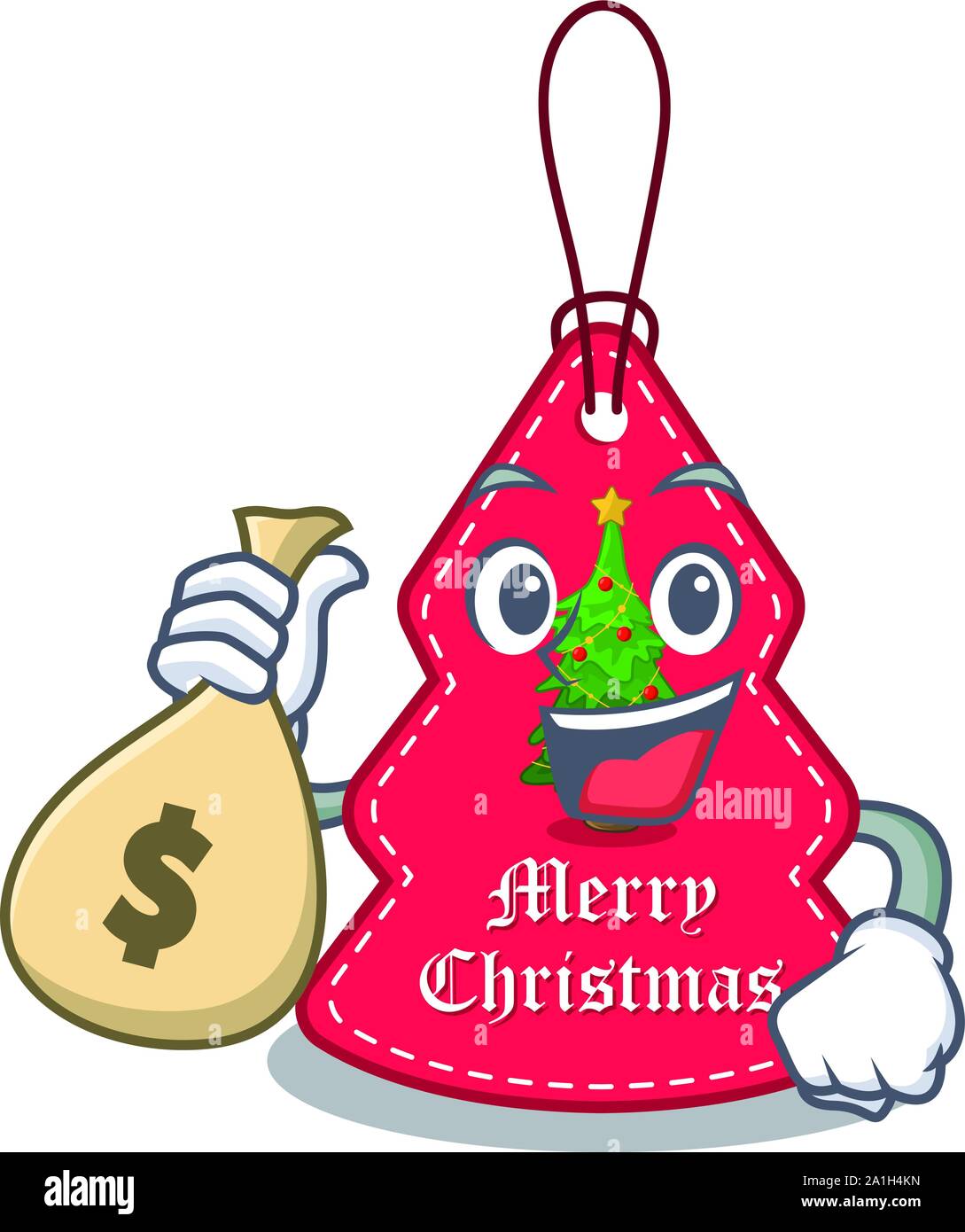 With money bag christmas tag hanging isolated with cartoon Stock Vector ...