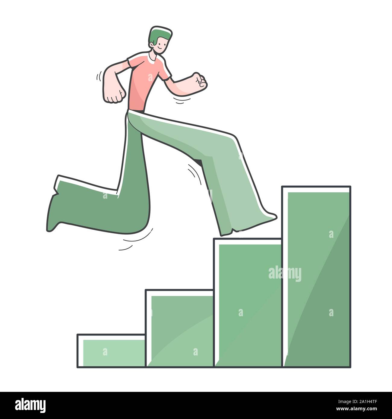 Cartoon illustration man climbing ladder hi-res stock photography and ...