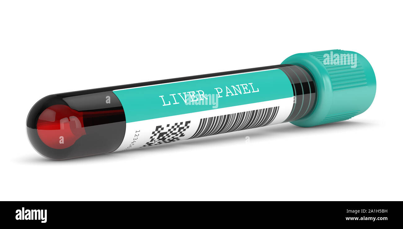 3d render of Liver Panel blood test tube over white background Stock ...