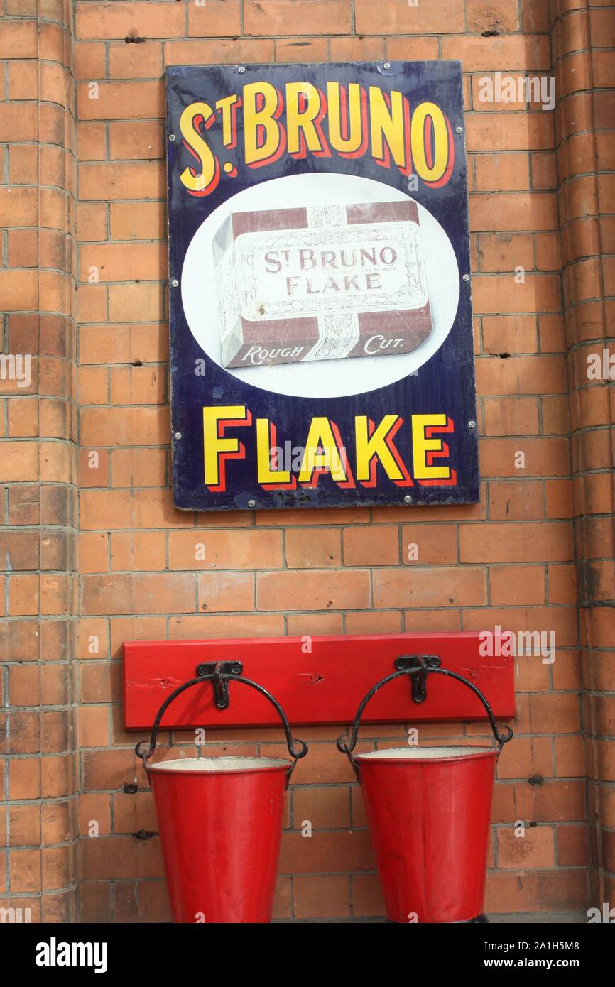 Loughborough, UK - Period adverts on the platforms of the Great Central ...