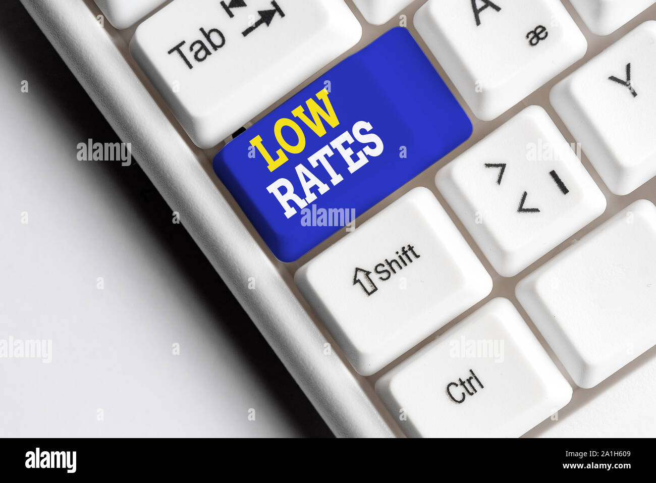 Conceptual hand writing showing Low Rates. Concept meaning A cost of an ...