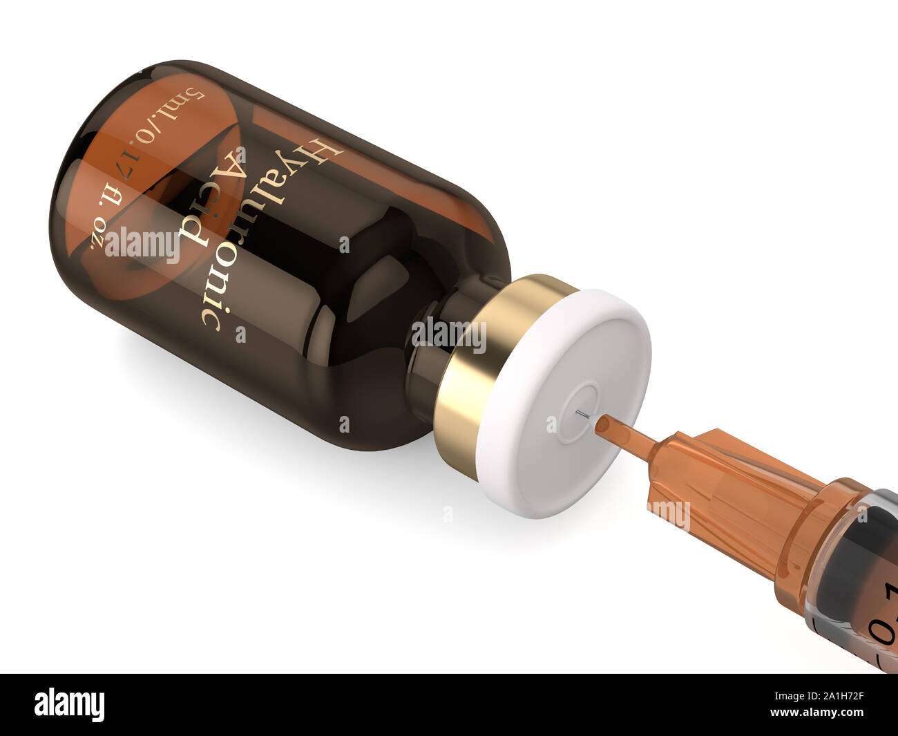 3d render of hyaluronic acid vial with syringe isolated over white ...