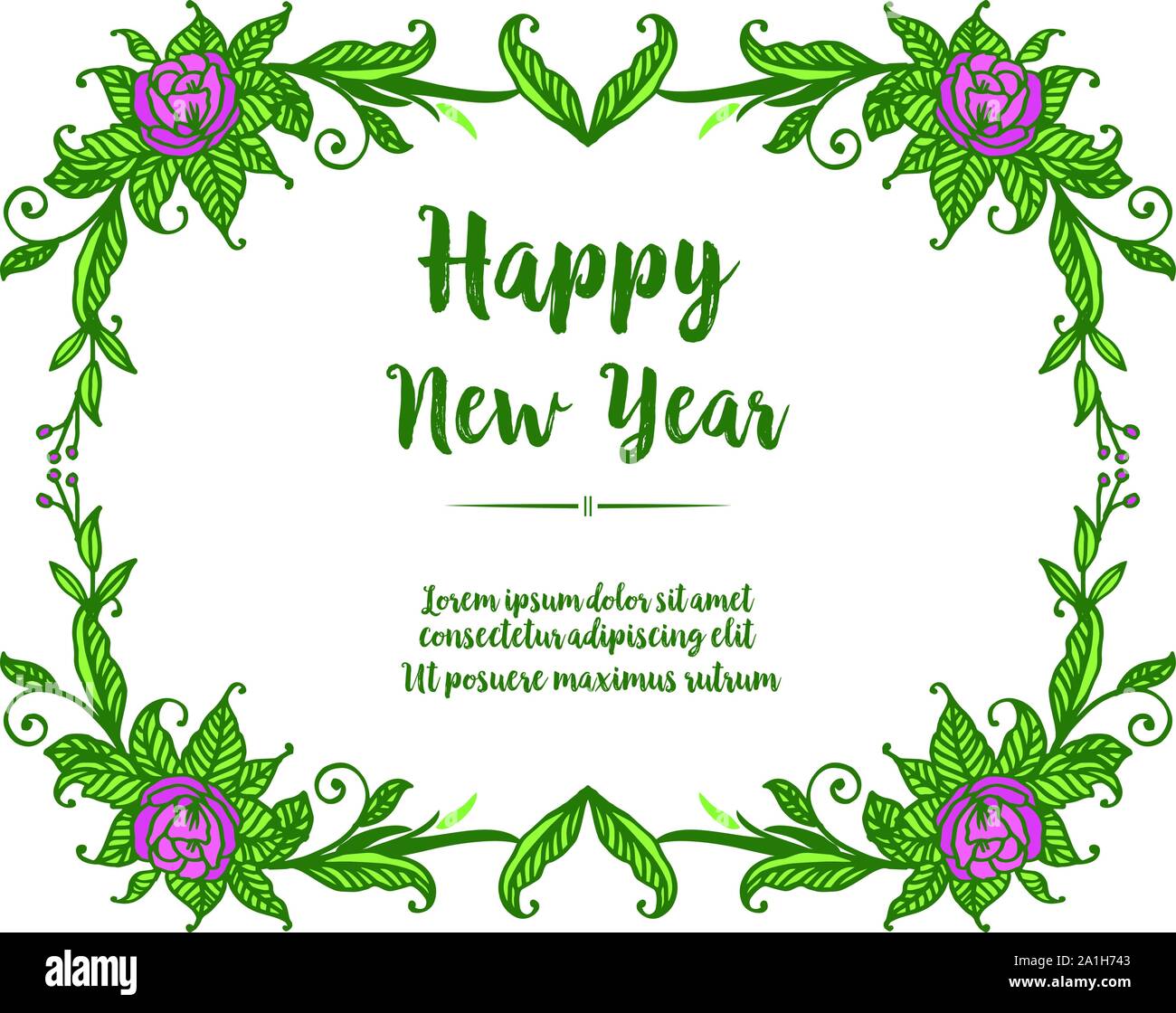 Card happy new year background, with design element of rose flower ...