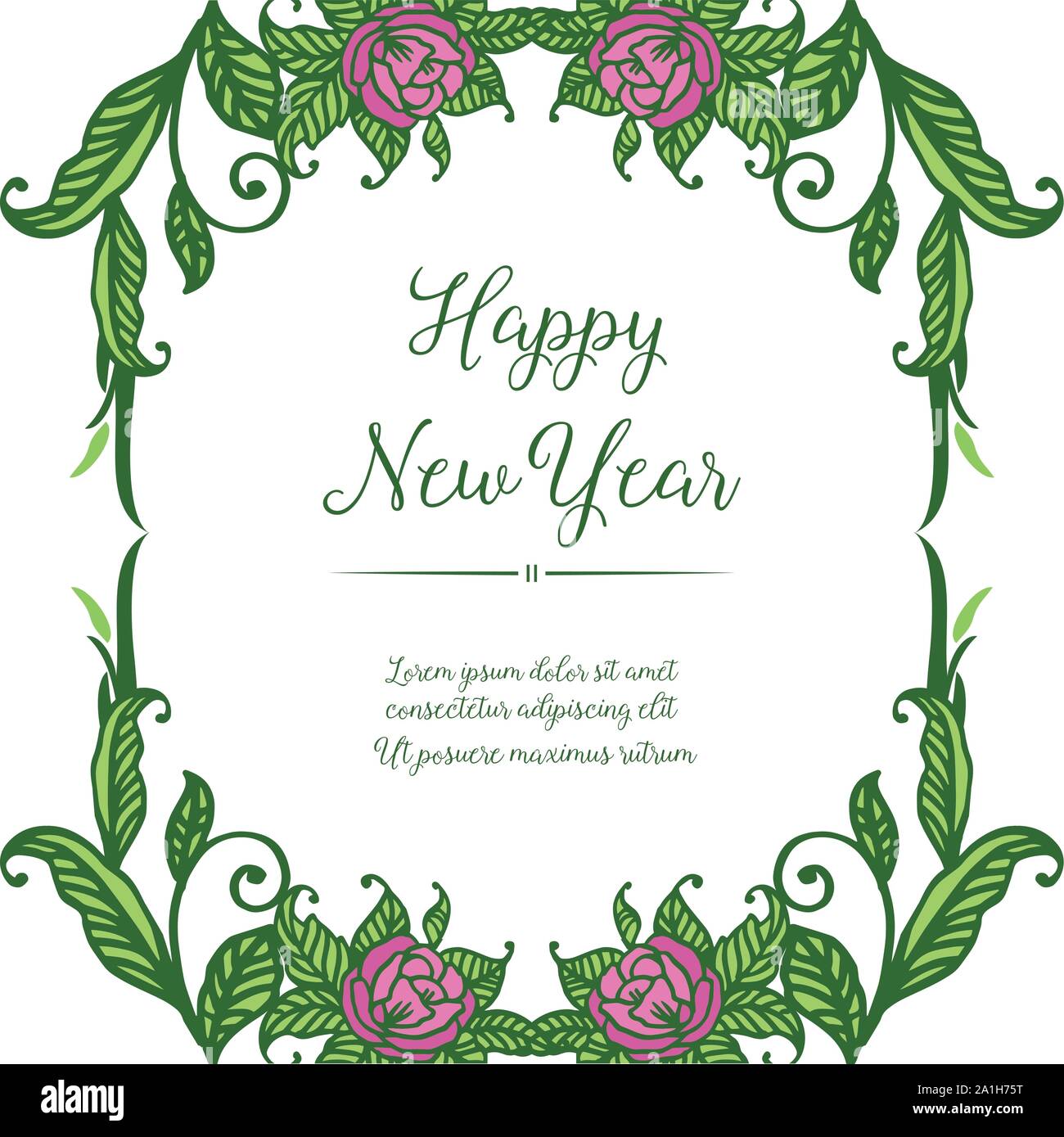 Card happy new year background, with design element of rose flower ...