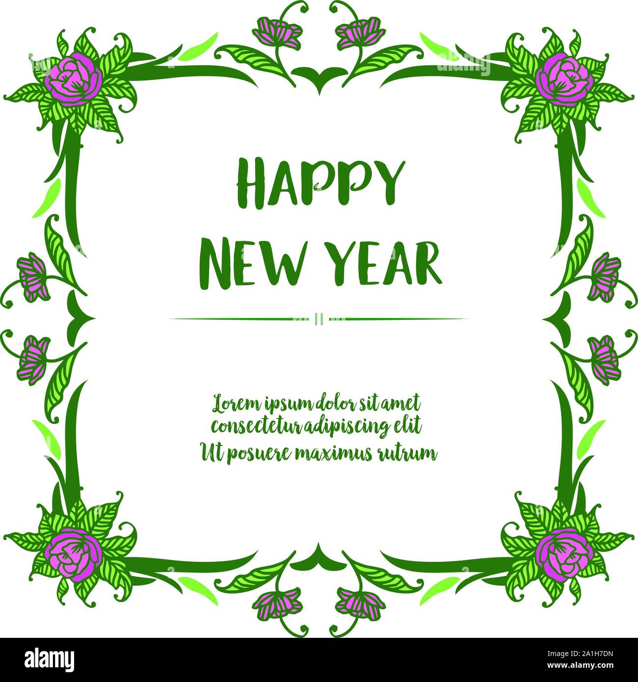 Green Nature Happy New Happy New Year On Fresh Green Leaves In Early