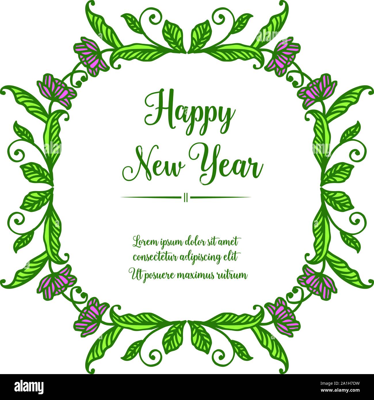 Green Nature Happy New Happy New Year On Fresh Green Leaves In Early