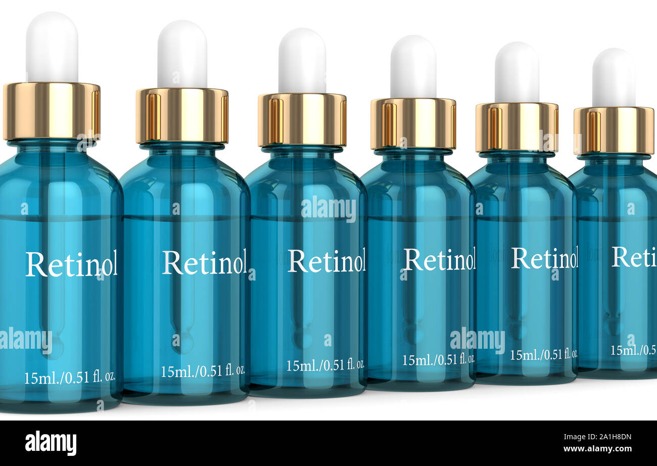 3d render of retinol bottles with dropper over white background Stock ...