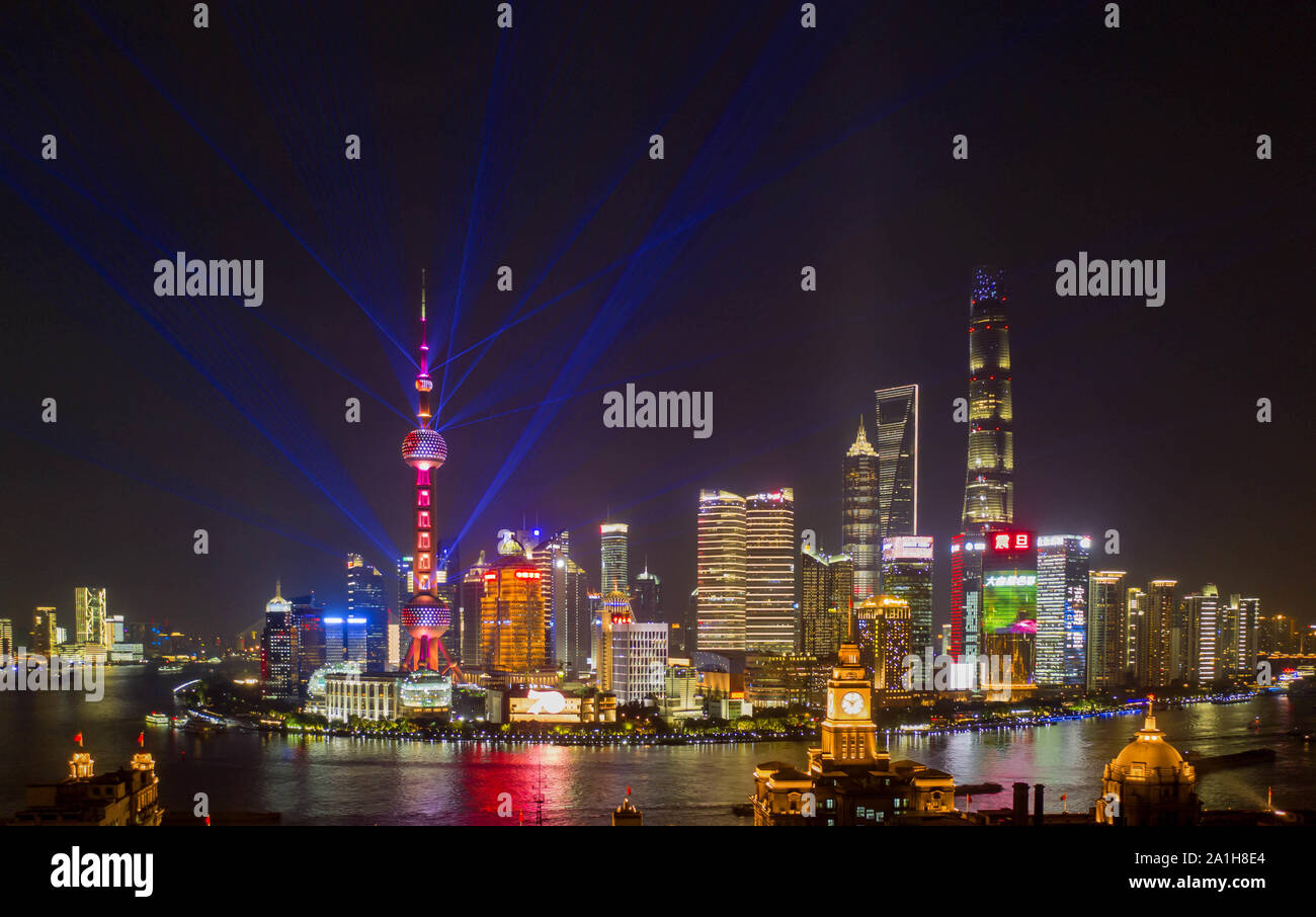 Shanghai. 26th Sep, 2019. Aerial photo taken on Sept. 26, 2019 shows a ...
