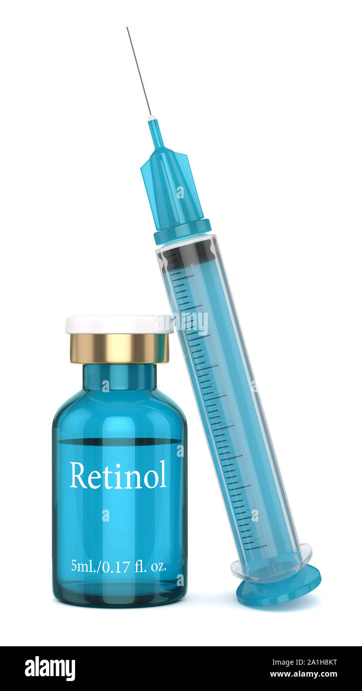 3d render of retinol vial with syringe over white background Stock ...