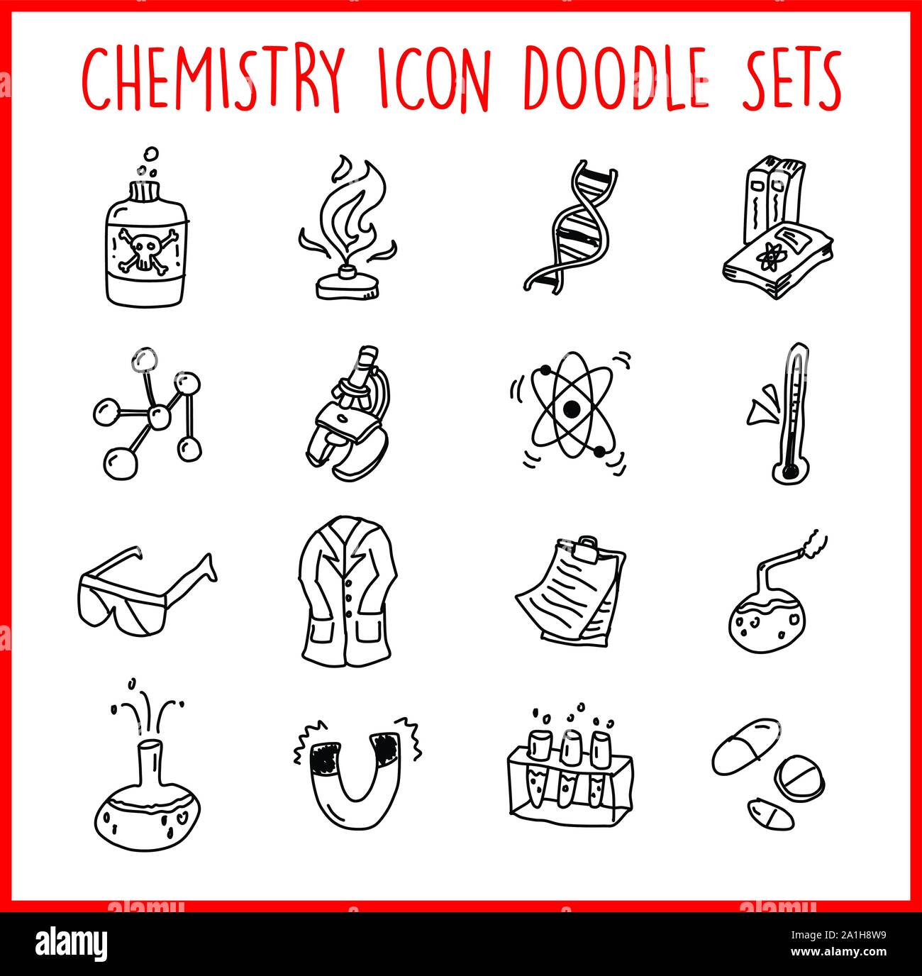 Vector icons set of many Chemistry Objects. All elements easy to modify ...