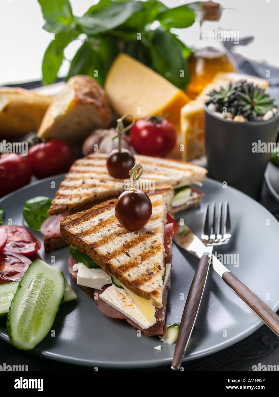 Ideas for a delicious breakfast. Canapes. Delicious sandwiches, snacks ...