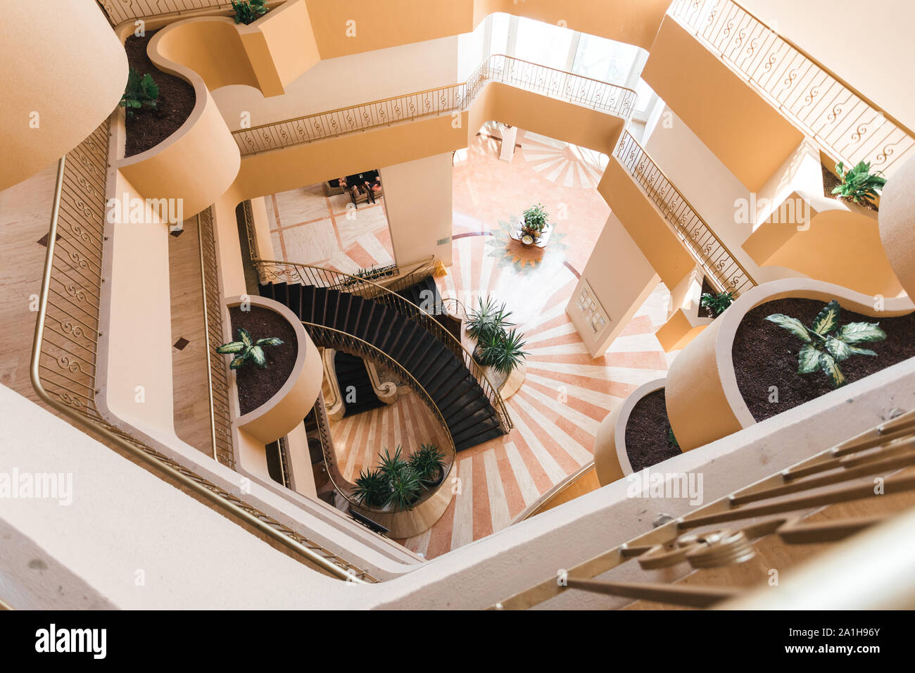 The multi-tiered hotel lobby. Interior Stock Photo - Alamy