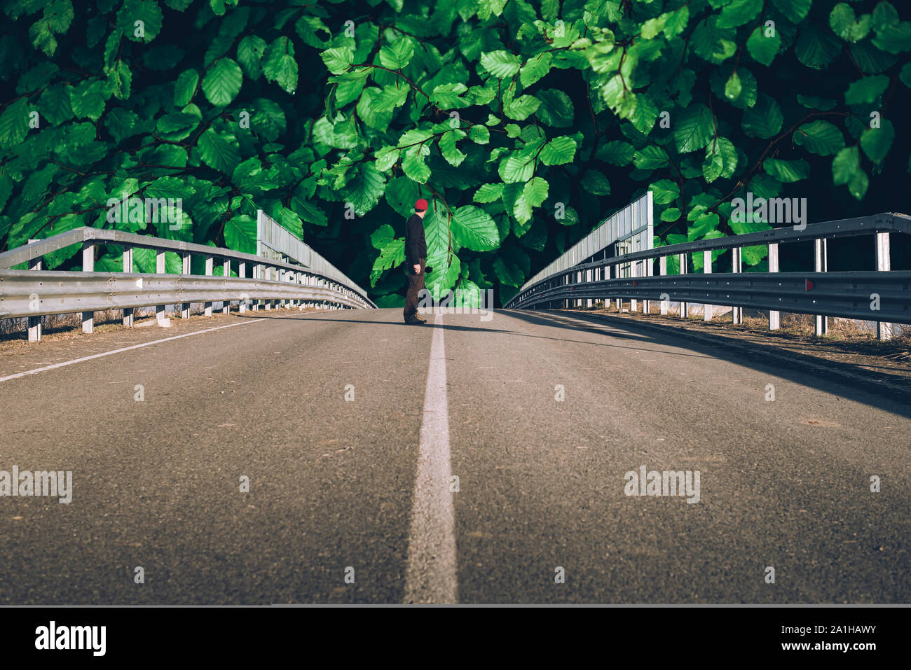 senior man on the empty road - direction and freedom concept ...