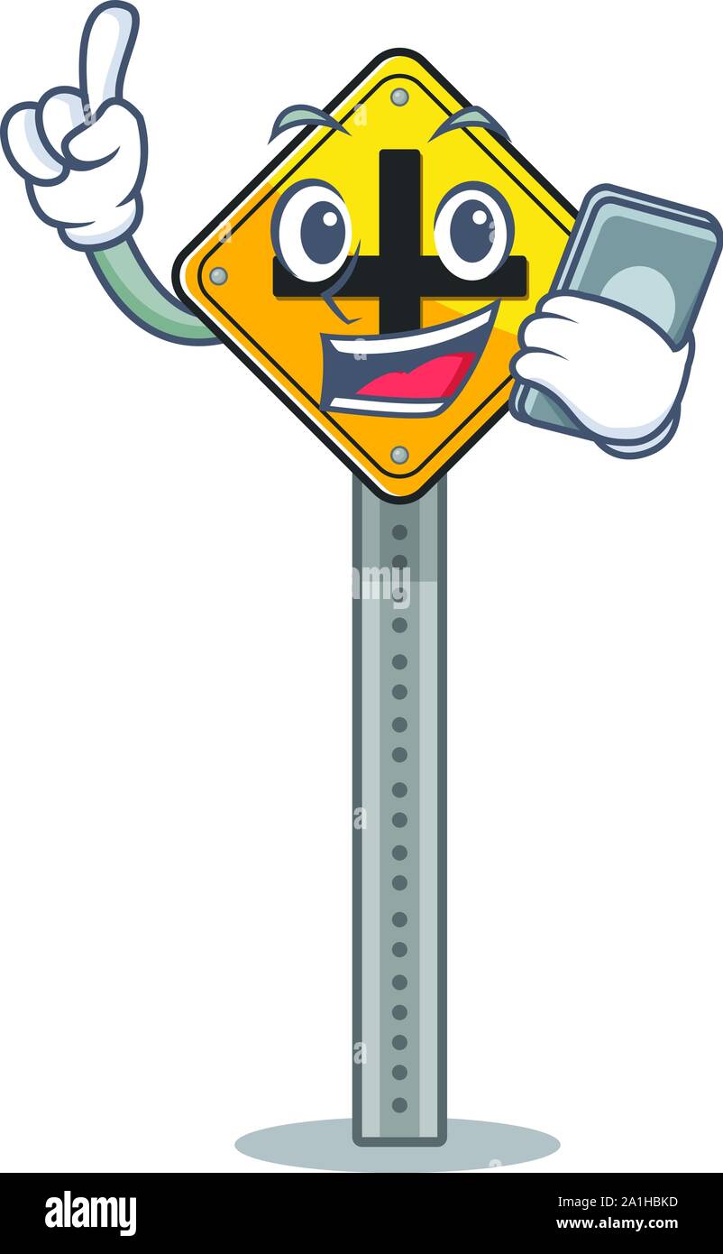 With phone crossroad sign cartoon shape the mascot Stock Vector Image ...