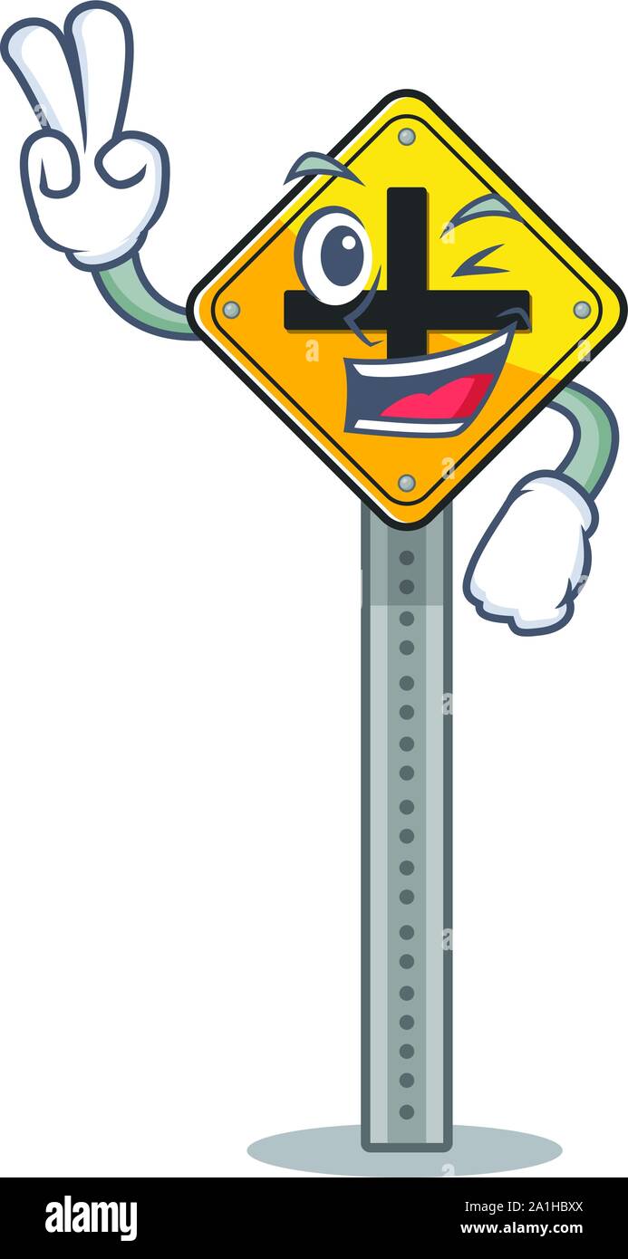 Two finger crossroad sign isolated in the character Stock Vector Image ...