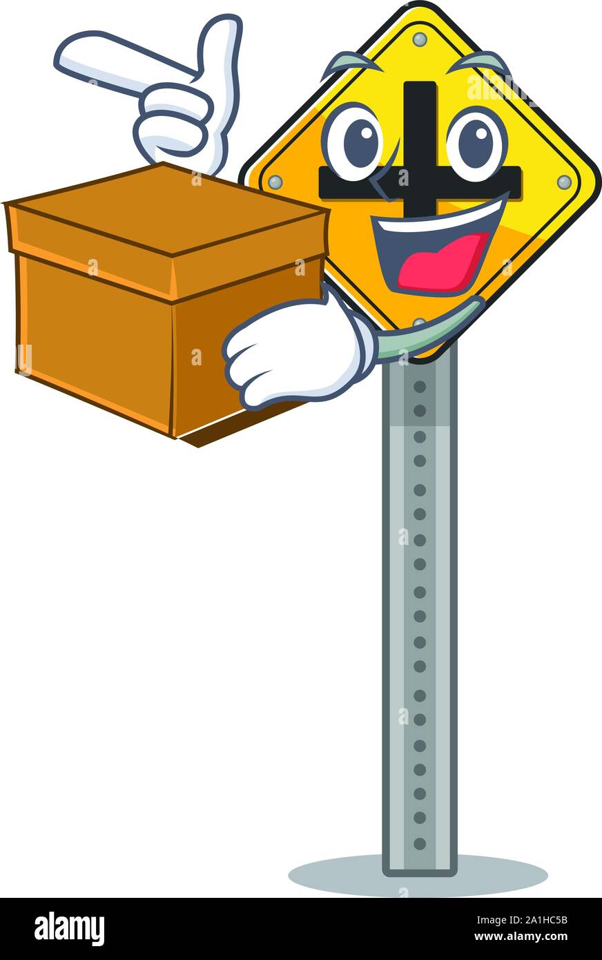With box crossroad sign isolated in the character Stock Vector Image ...