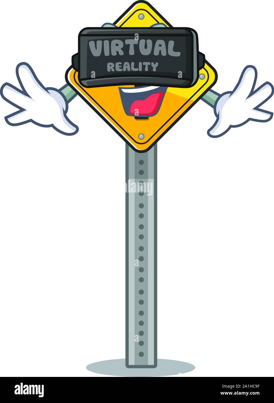 Virtual reality crossing sign at the roadside character Stock Vector ...