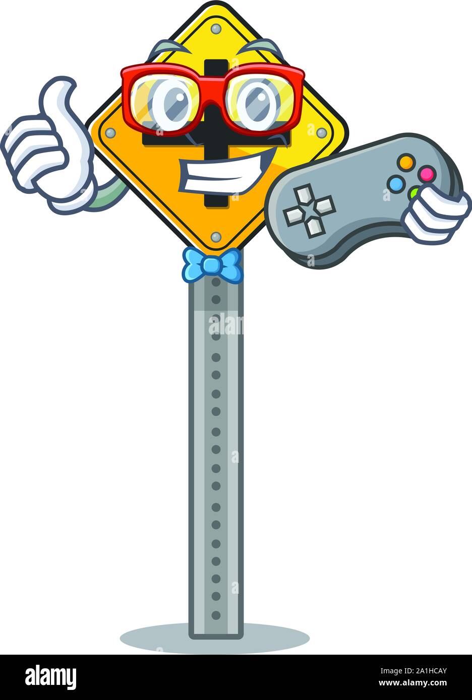 Gamer crossing sign at the roadside character Stock Vector Image & Art ...