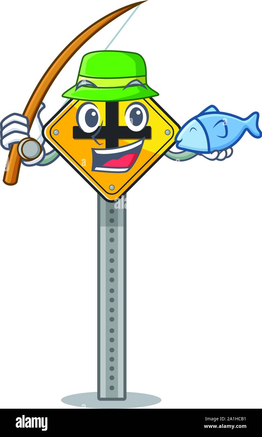 Fishing crossing sign at the roadside character Stock Vector Image ...