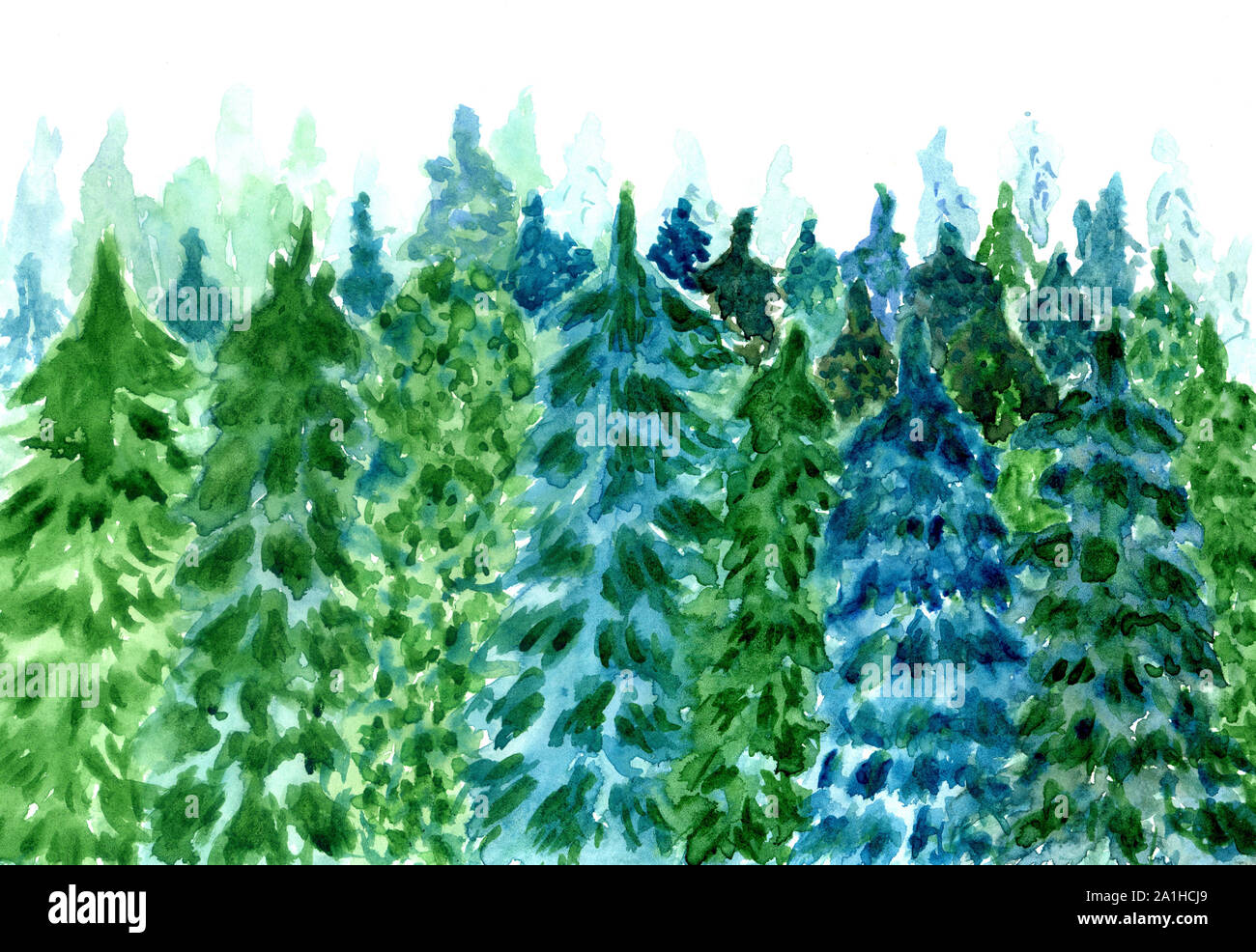 Grunge abstract forest landscape hand drawn illustration Stock Photo ...