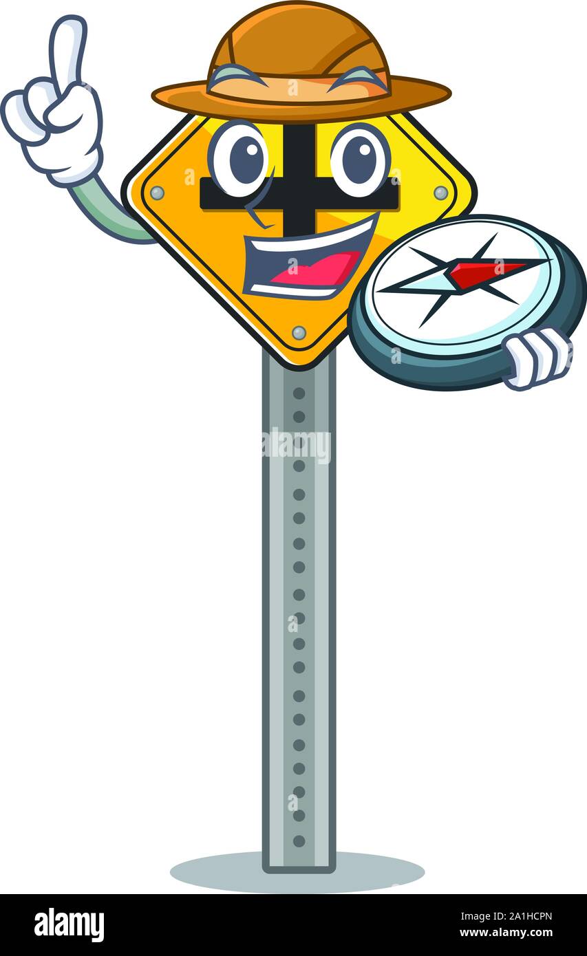 Explorer crossing sign at the roadside character Stock Vector Image ...
