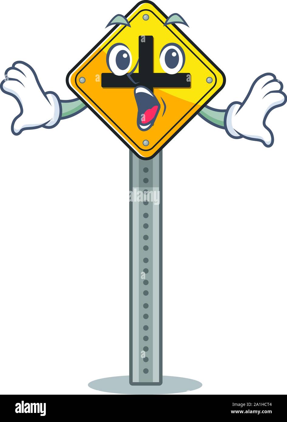 Surprised crossing sign at the roadside character Stock Vector Image ...