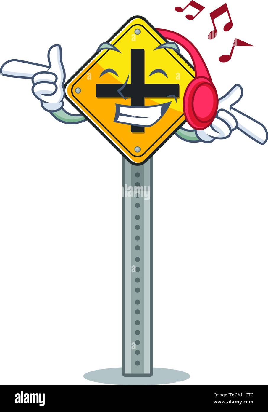 Listening music crossing sign at the roadside character Stock Vector ...