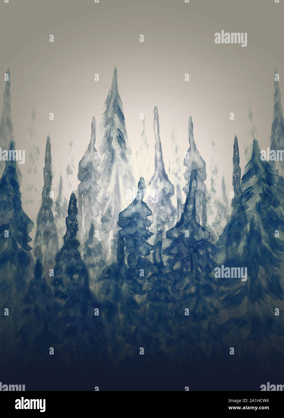 Grunge abstract forest landscape hand drawn illustration Stock Photo ...