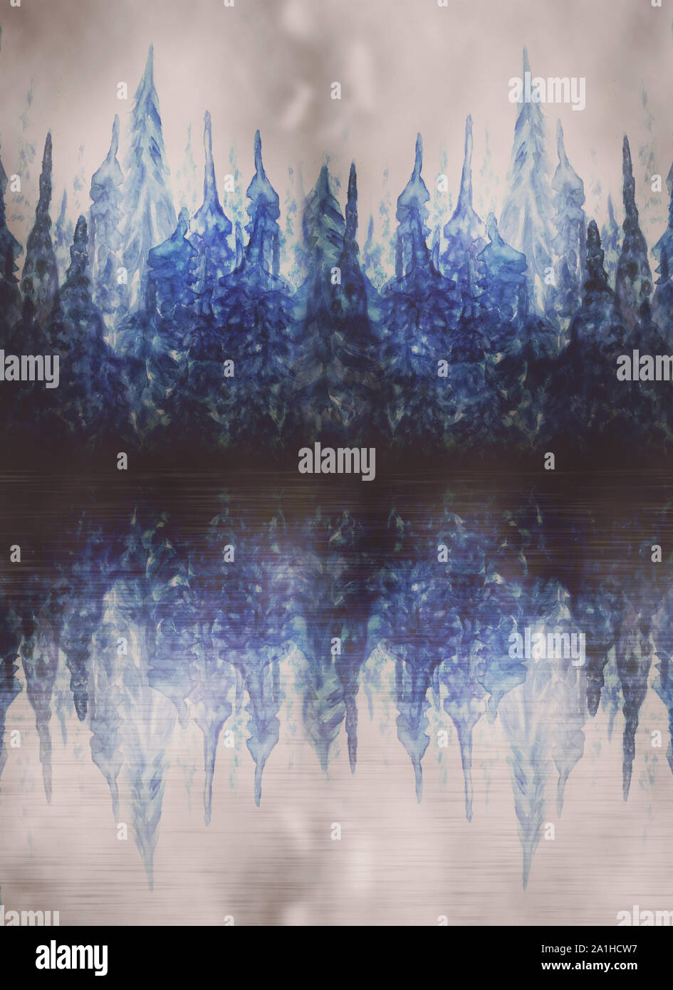 Grunge abstract forest landscape hand drawn illustration Stock Photo ...