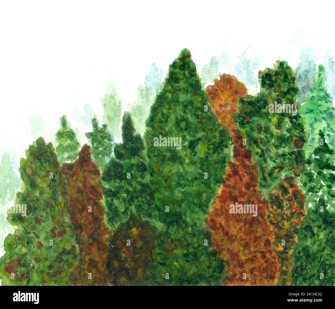 Grunge abstract forest landscape hand drawn illustration Stock Photo ...