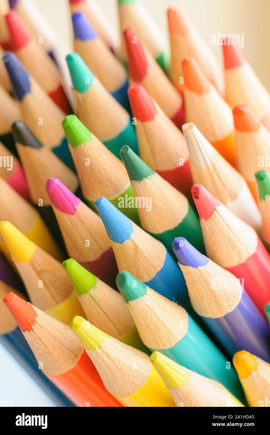 group of bright color pencils for drawing Stock Photo - Alamy