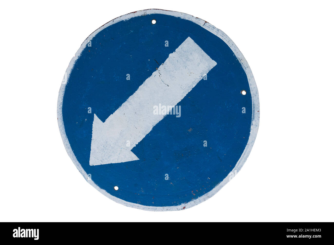 Handmade road sign 'Keep Left' isolated on white Stock Photo - Alamy