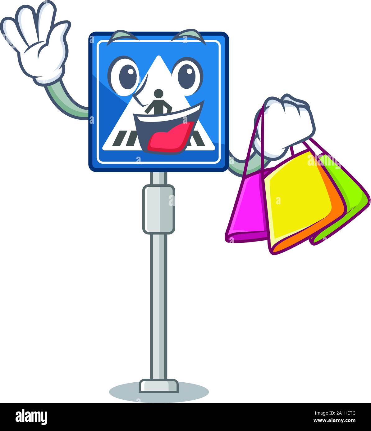 Shopping crosswalk sign isolated in the cartoon Stock Vector Image ...