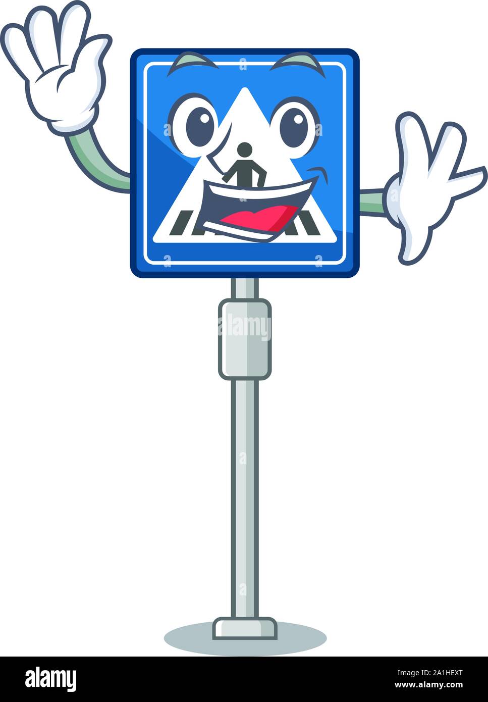 Waving crosswalk sign isolated in the cartoon Stock Vector Image & Art ...