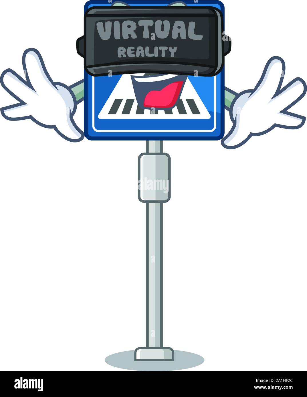 Virtual reality miniature crosswalk sign in form mascot Stock Vector ...