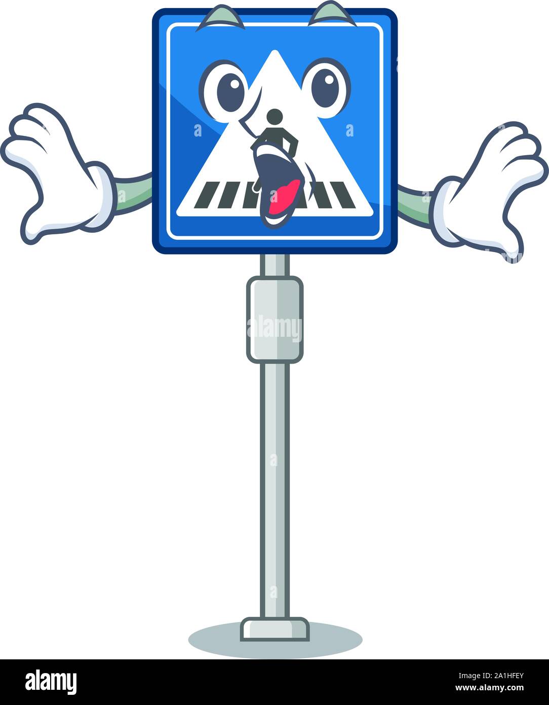 Surprised miniature crosswalk sign in form mascot Stock Vector Image ...