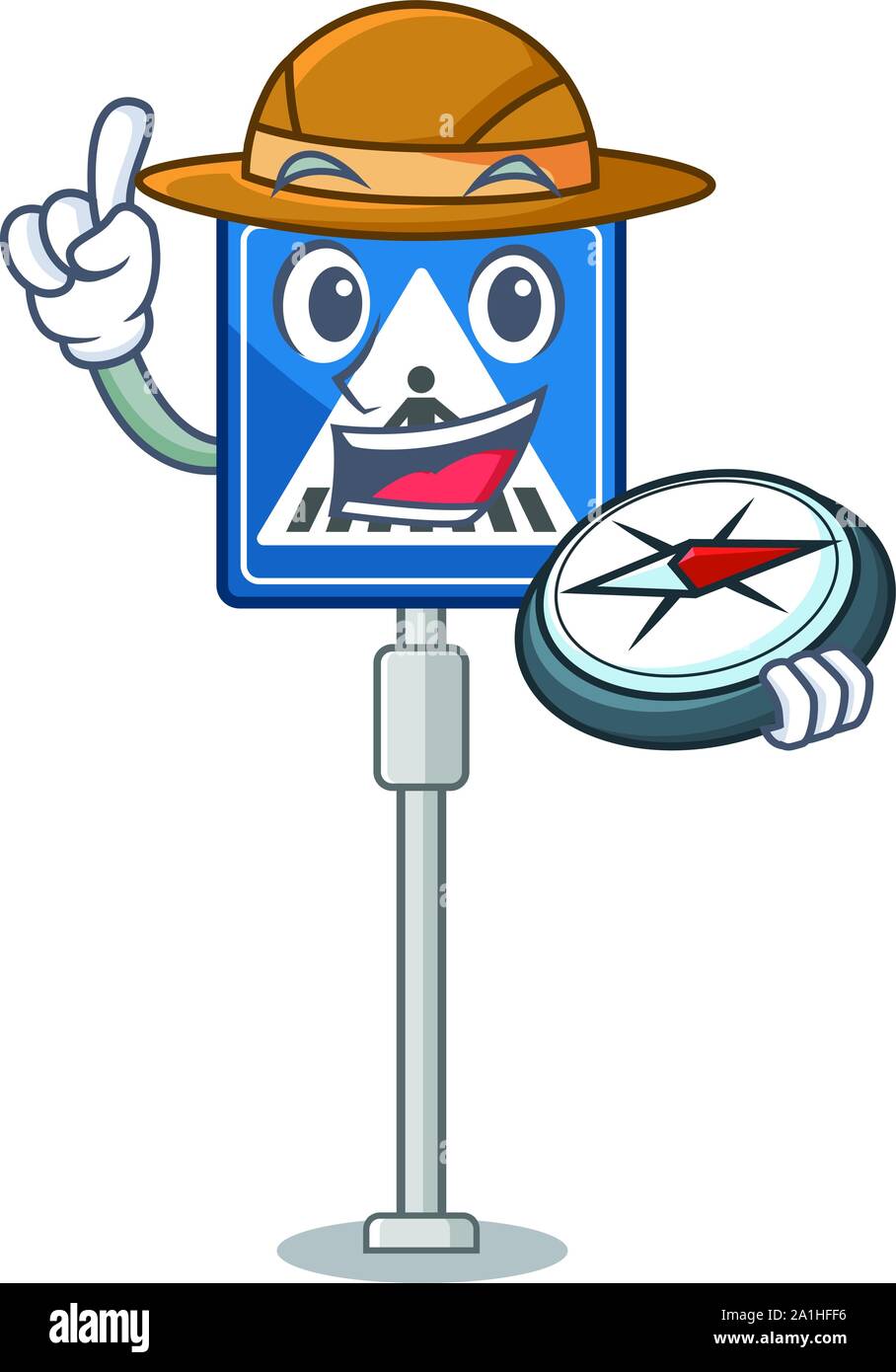 Explorer miniature crosswalk sign in form mascot Stock Vector Image ...