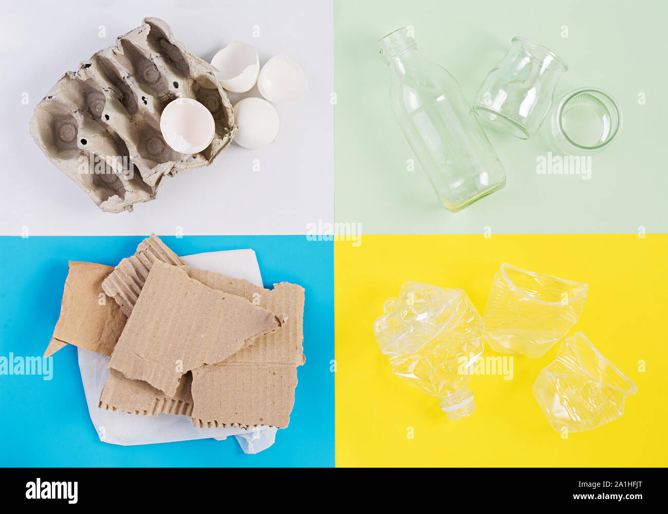 Sorting household waste for recycling. Recycling garbage concept. Top ...