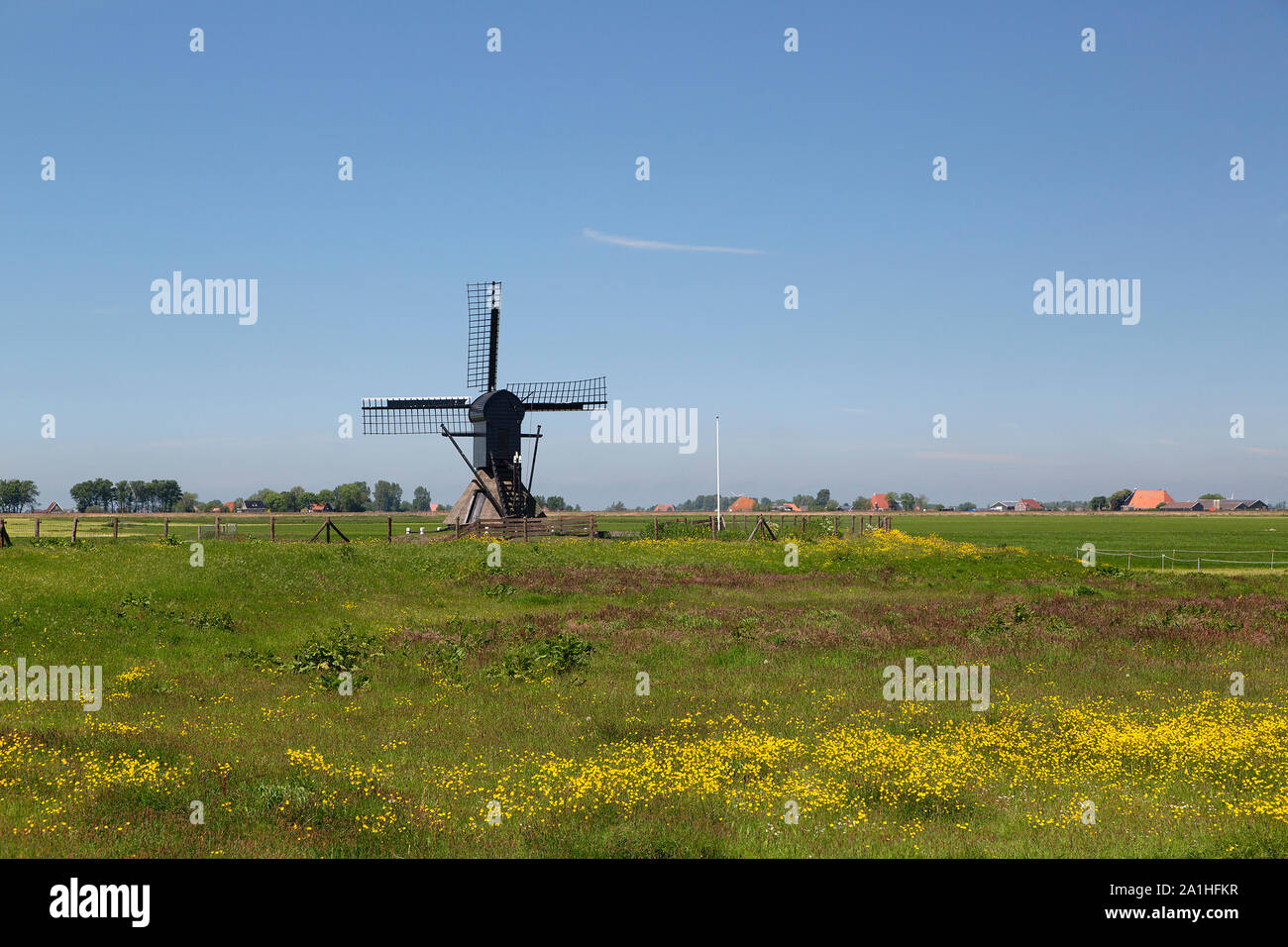 Typical rural landscape of Dutch province Friesland Stock Photo - Alamy